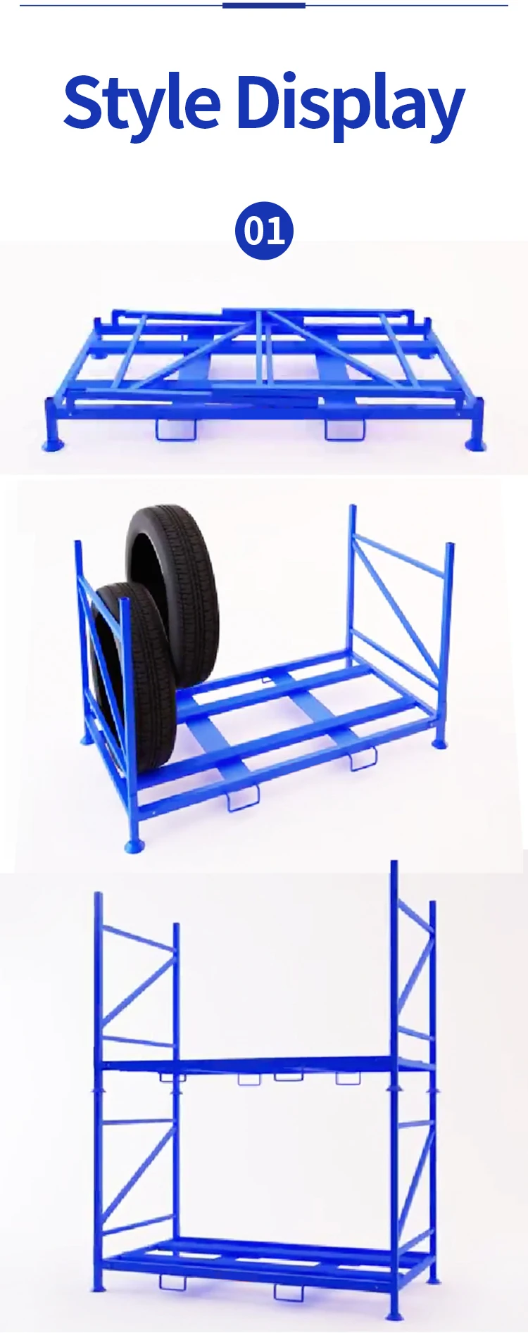 Customized Powder Coating Steel Pallet Tyre Rack Storage Stacking Truck ...