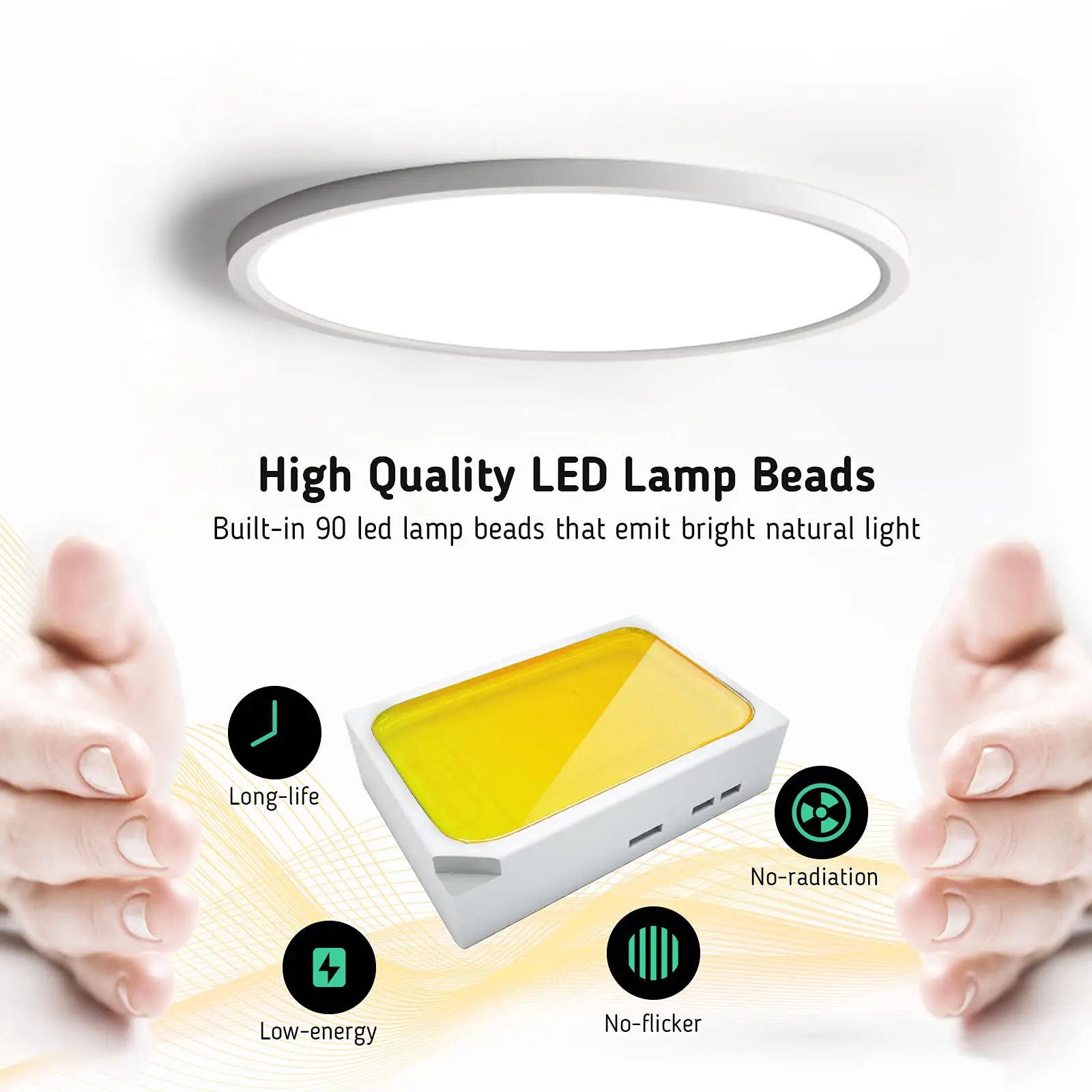 Ultra-Thin 18W Smart LED Ceiling Lamp 300mm Surface 220V Dimming 20% ...