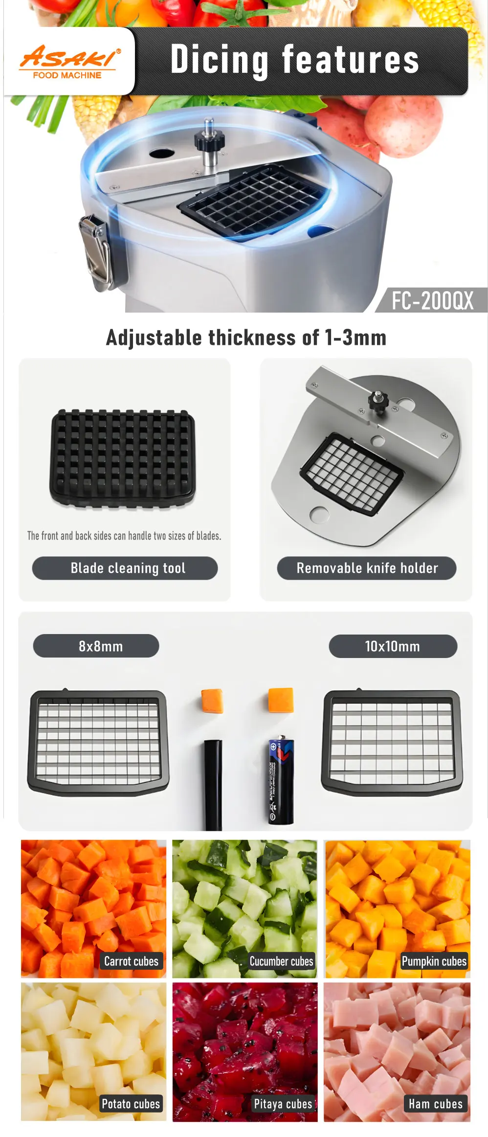 Asaki Manufacturer Vegetable Cutter Machine Multifunctional Vegetable ...