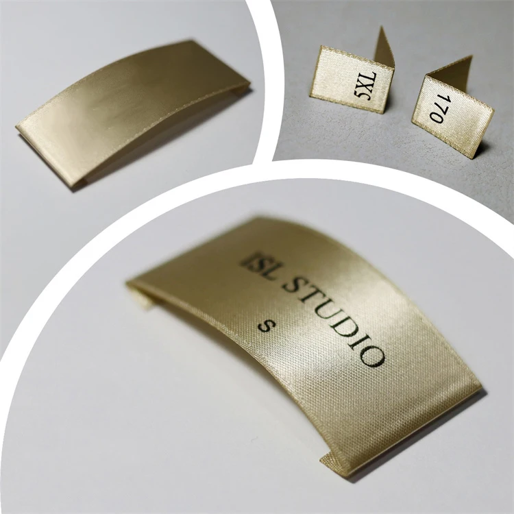 Custom Brand Logo Fabric Satin Damask Woven Labels Clothes Neck Tag ...