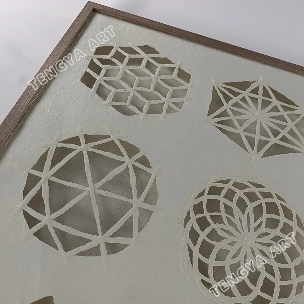 Rustic Abstract Rice Paper Frame Home Living Room Wall Decoration With ...