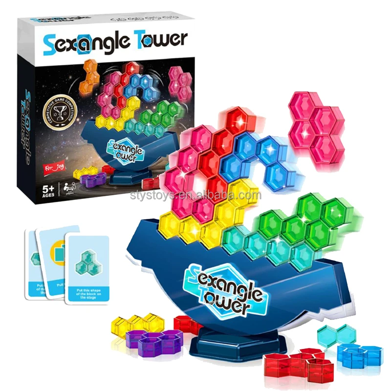 Hot New 2024 Hexagonal Diamond Balance Tower 16pcs Balance Stacking Blocks Puzzle Game - Buy ...