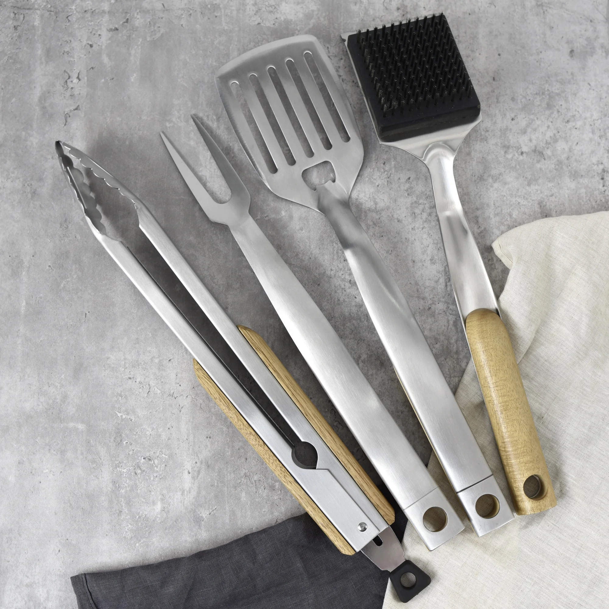 Outdoor Barbecue Sets Wooden Handle Stainless Steel Bbq Tool Grill Set ...