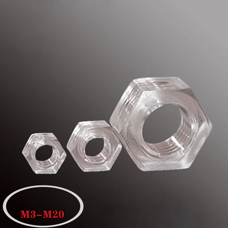 Pc Transparent Plastic Hexagonal Plastic Screws And Bolts Nut M2-m24 ...