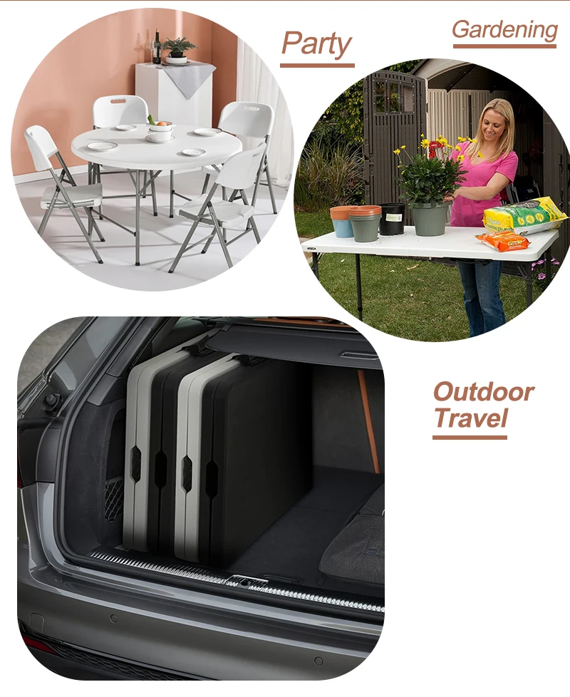 Durable 6FT & 8FT White Plastic Folding Tables - Portable Outdoor ...