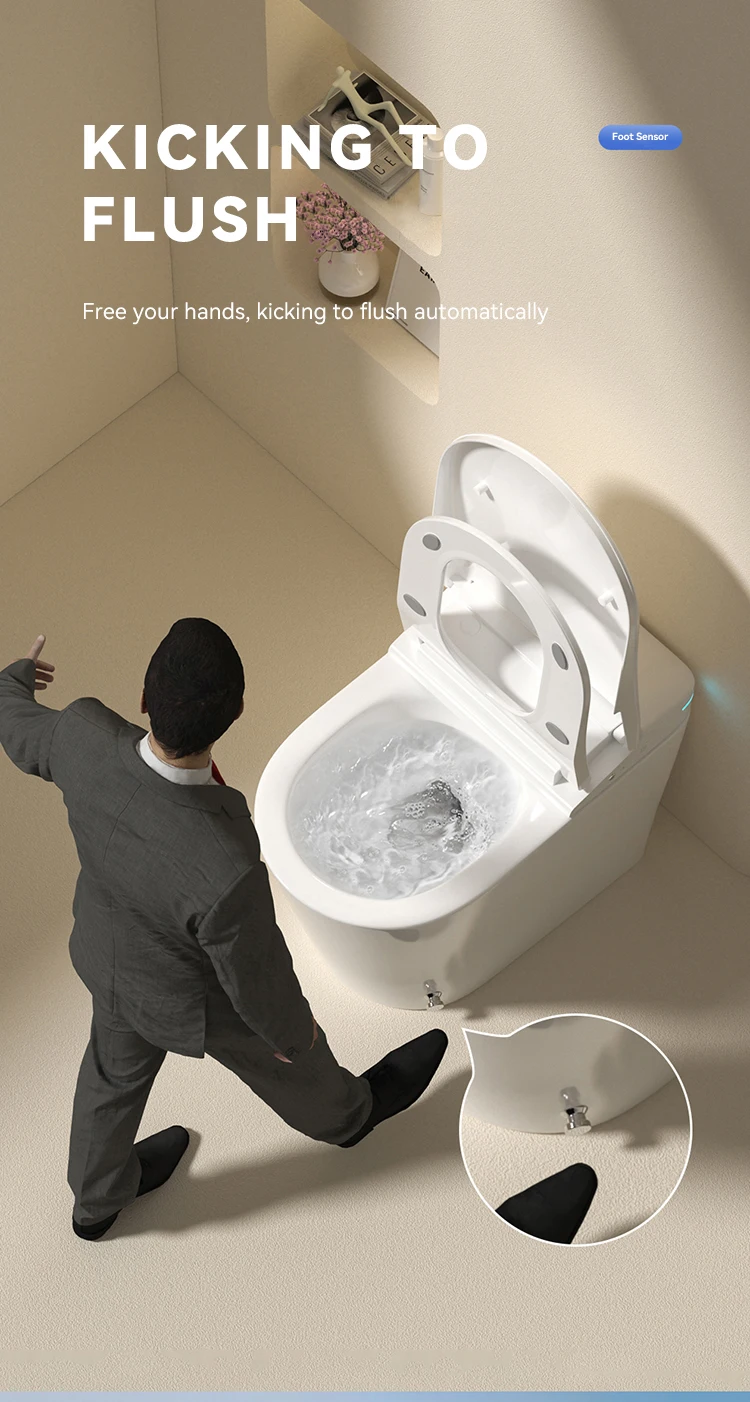 Modern Automatic Flush Electric Ceramic Toilet Bowl Floor Mounted ...