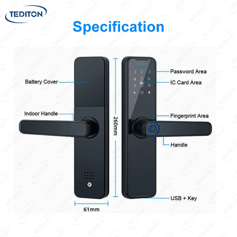 Tediton Wholesale Price Intelligent Lock Wifi App Fingerprint Fechadura Electronica Digital ...