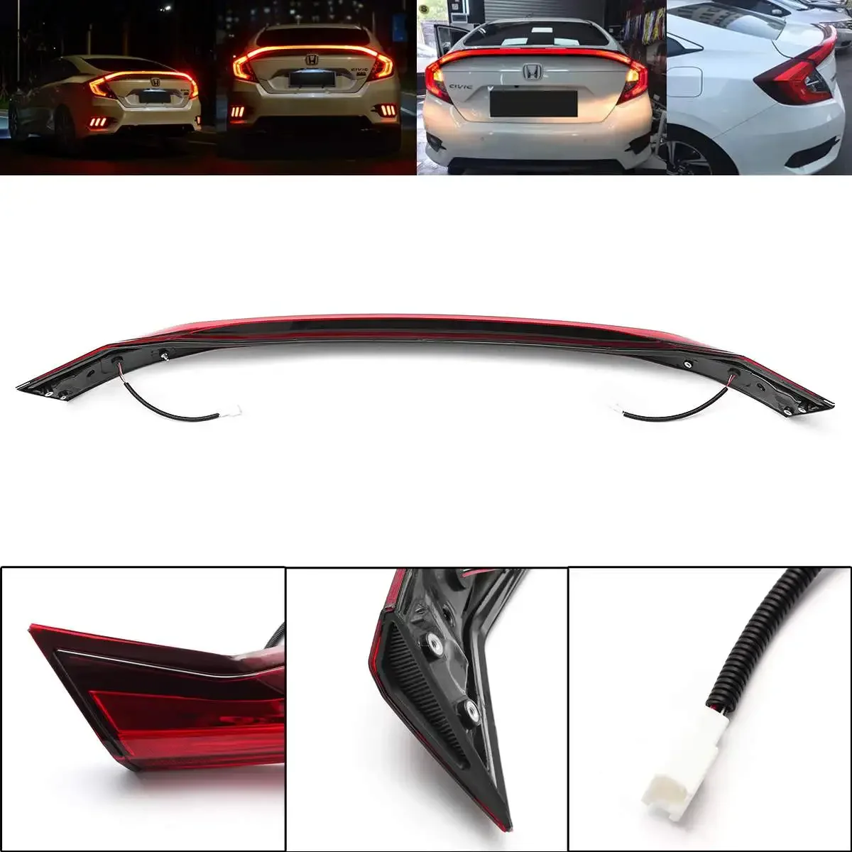 RMAUTO Car Style LED ABS Spoiler for Honda Civic 2016-2017