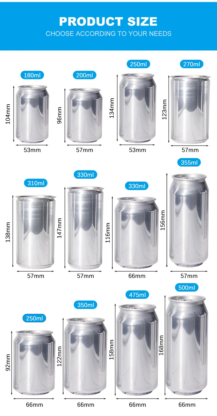 250ml 330ml 355ml 473ml 500ml Blank Empty Aluminum Can With Lid - Buy Factory Custom Aluminium ...
