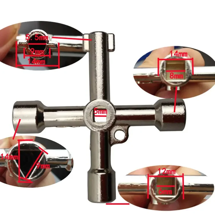 Multi Cross 4 Way Triangle Wrench For Gas Electrical Elevator Cabinet ...