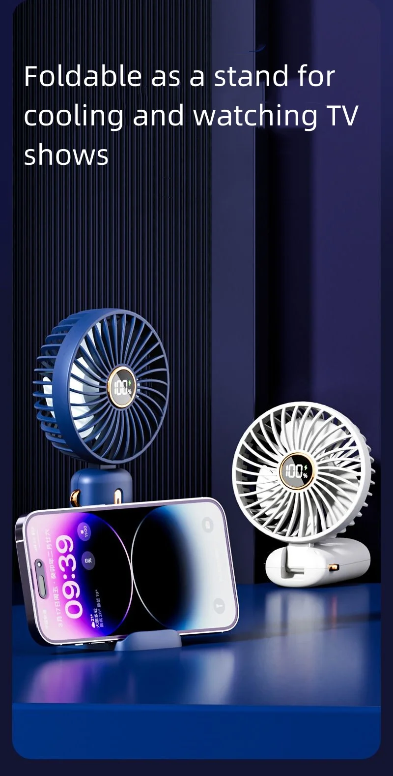 Private Model New Usb Handheld Fan Digital Display Folding Desktop Gift ...