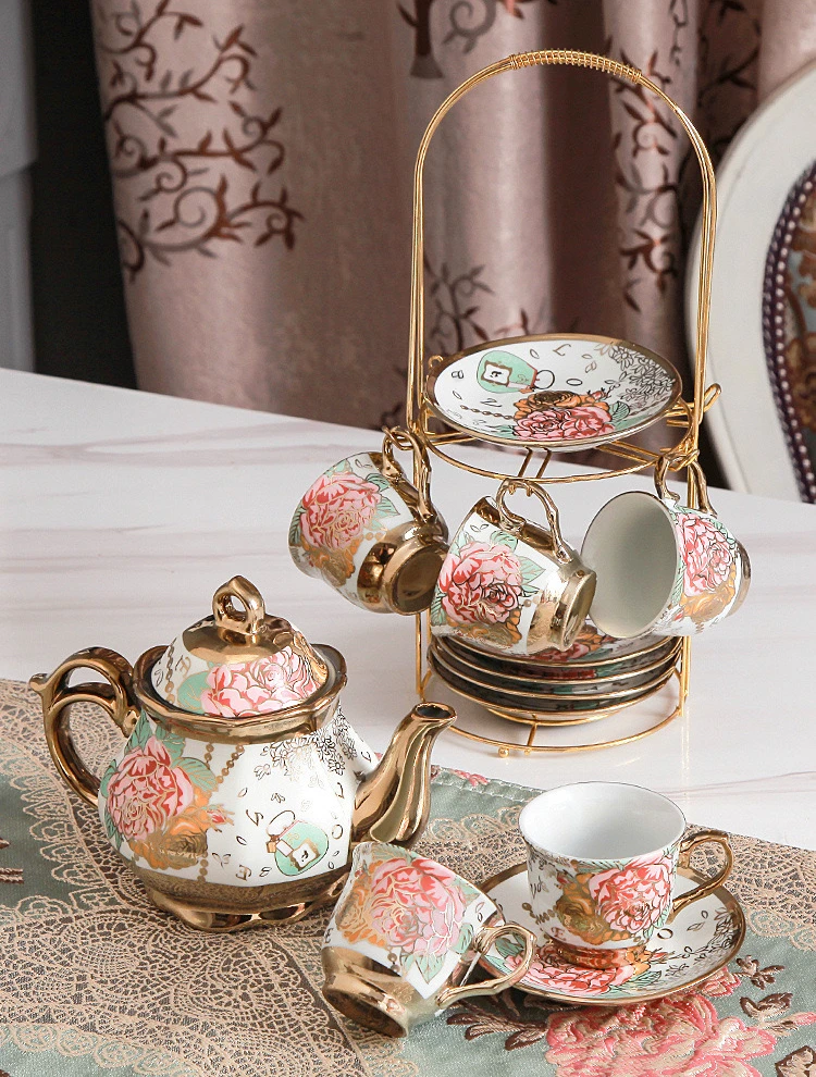 Luxury 13pcs Ceramic Coffee Cups Teapot And Porcelain Tea Coffee Cup ...