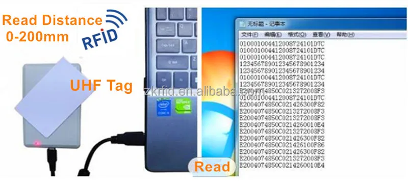 Plug & Play Keyboard Emulator 860-960Mhz Desktop USB UHF RFID Reader ZK ...