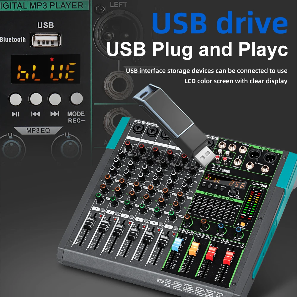 Depusheng MG8 8 Channels Digital Mixer Console with USB Connection ...