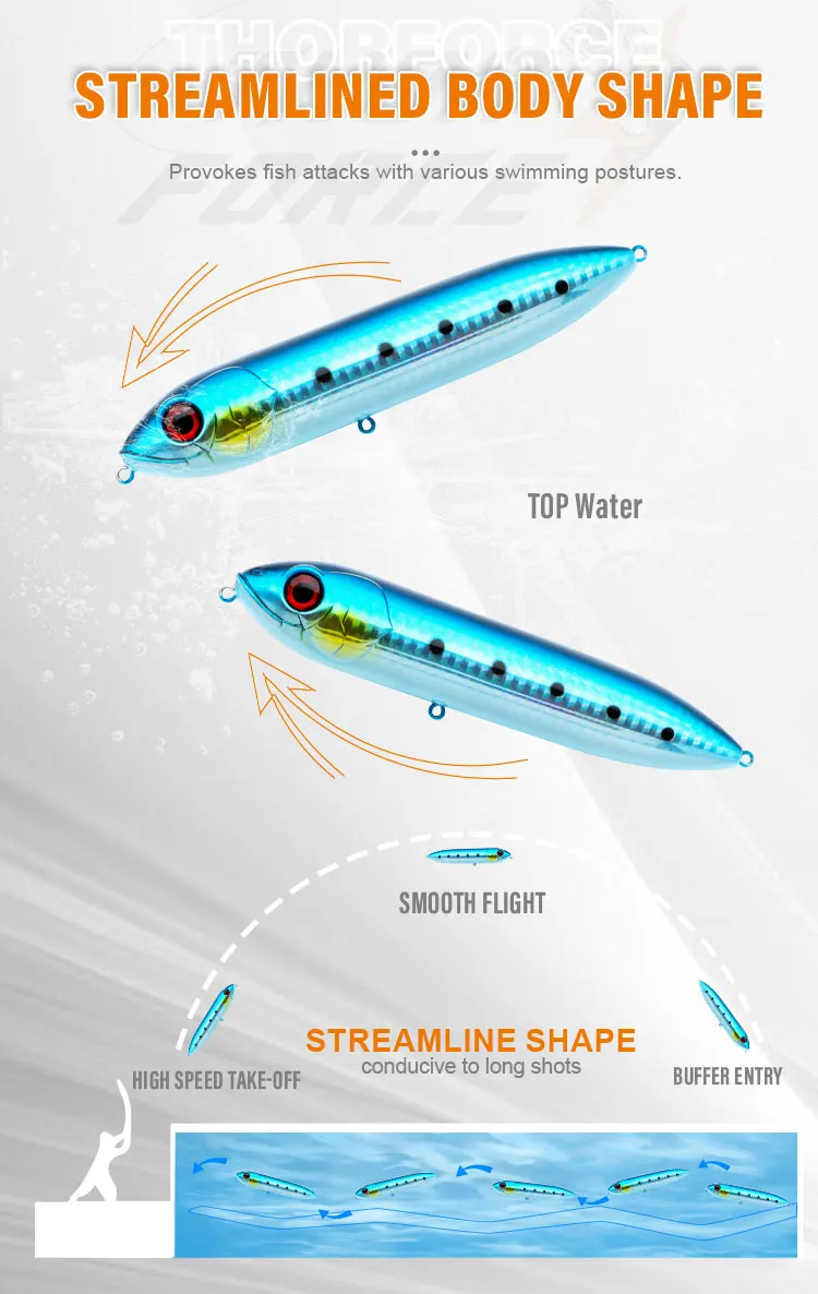 Thorforce 130mm 26g Hvp005 Top Water Fish Baits Walk The Dog Fishing ...