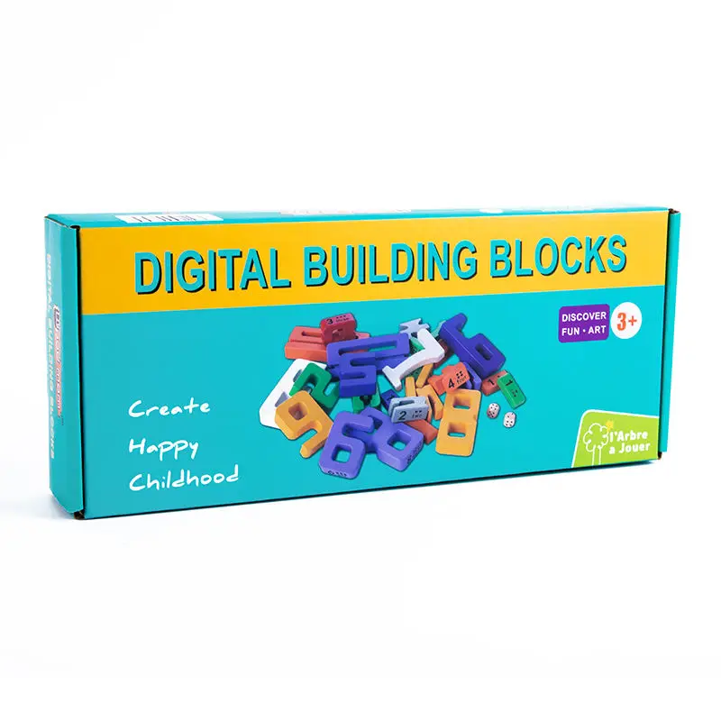 Colorful Wooden 3d Number Digital Building Blocks Sets Toys With Dice ...