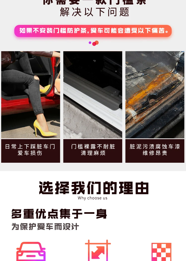 Uv Logo Car Stickers Auto Door Threshold Vinyl Protector Carbon Fiber ...