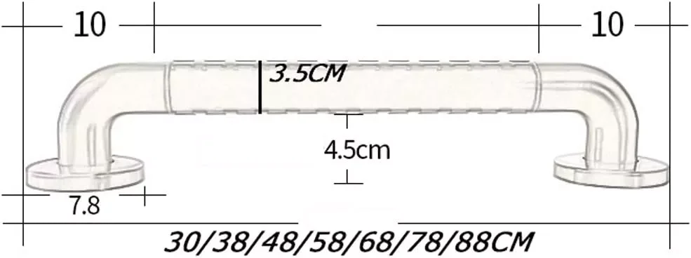 Plastic Straight Grab Rails Hand Rails Anti-slip Shower Handle Handicap ...