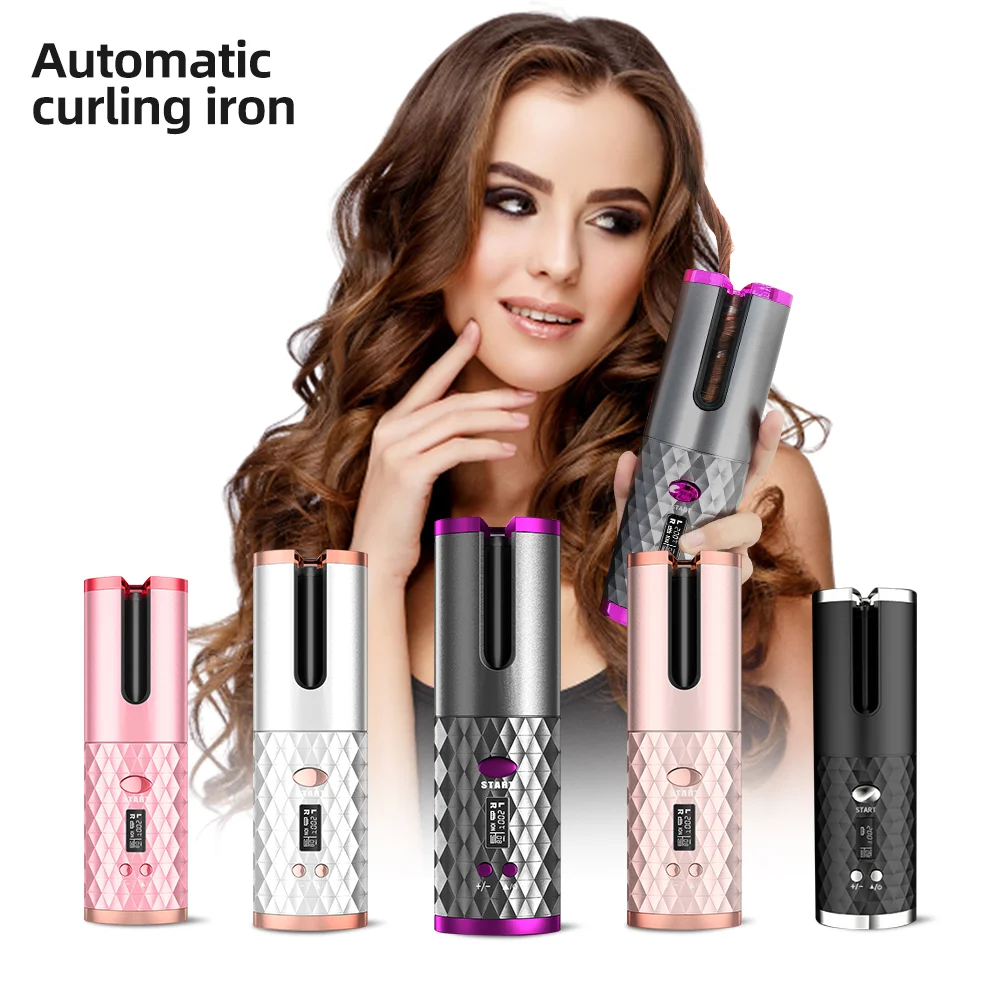 Mini Rechargeable Electric Cordless Wireless Hair Curler Curling Iron ...