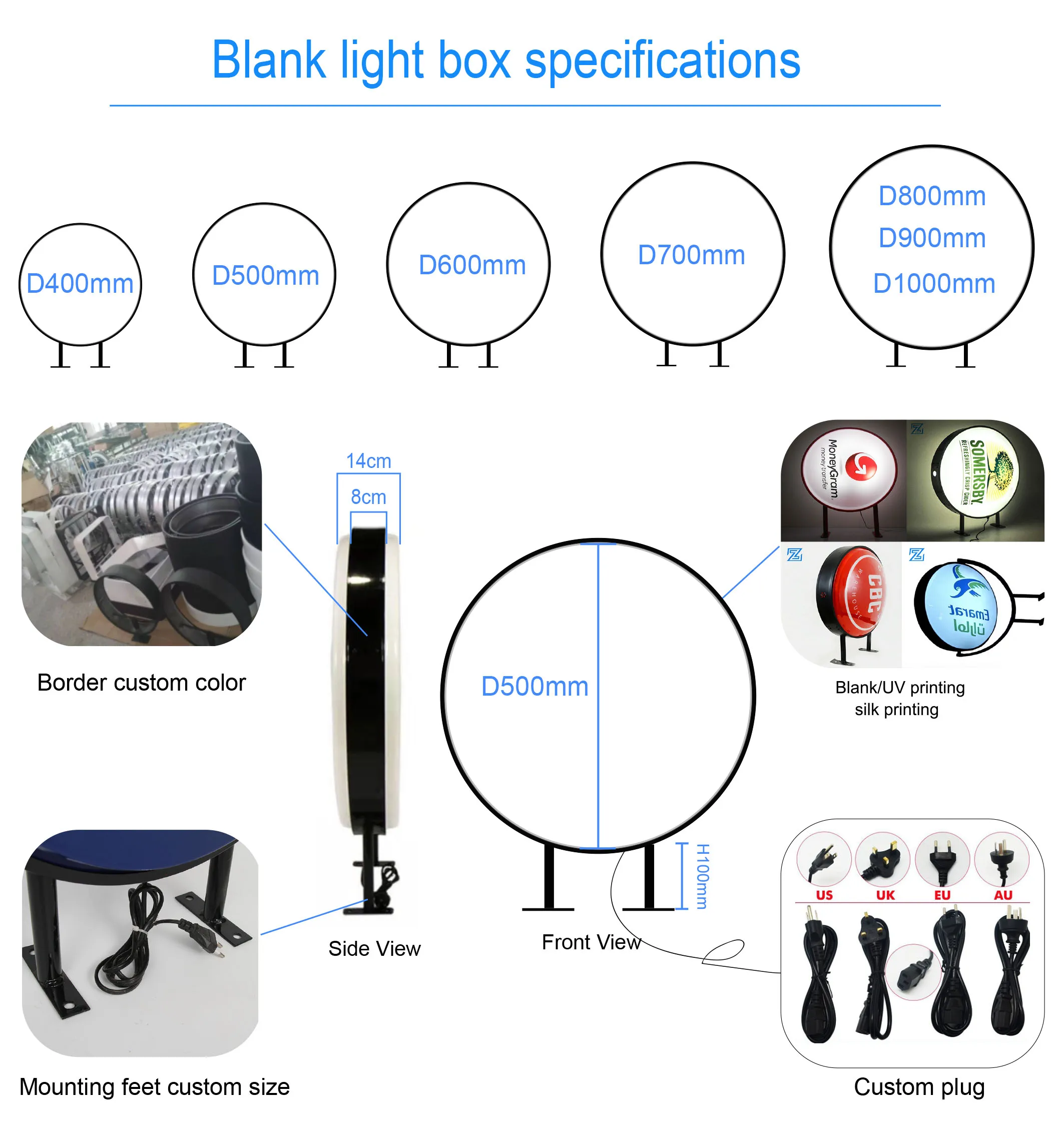Outdoor Round Vacuum Forming Double Sided Luminous Light Box For Shop ...