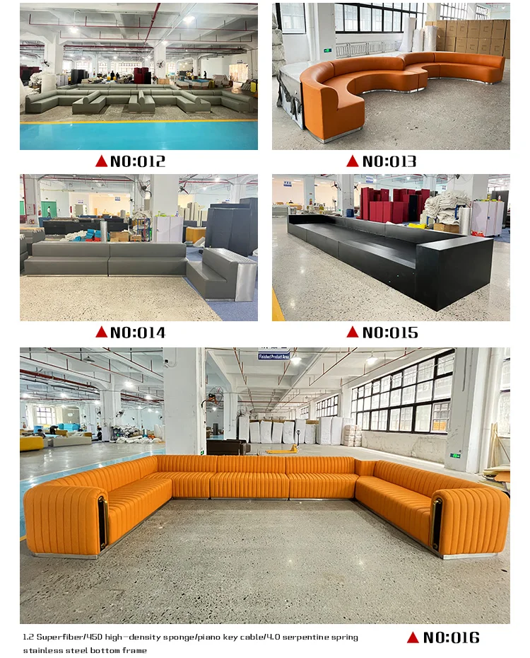 Deluxe Leather Sofa with Layered Back Design for Entertainment Venues ...