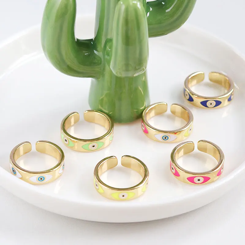 New Arrival Ins Glossy Drop Oil Devil Eye Ring Design Exaggerated ...