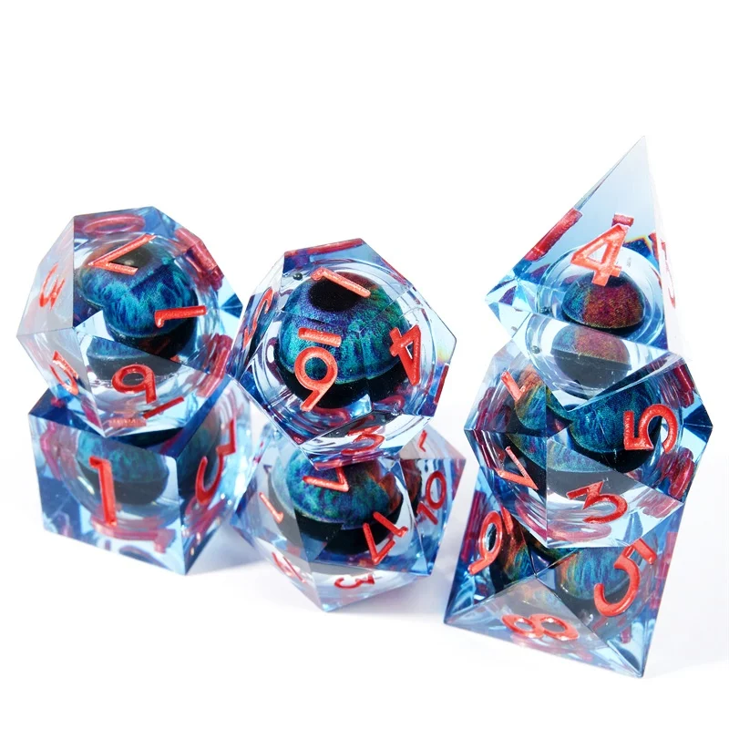 Customized Polyhedral Dice with Rolling Eyeballs, Resin DND RPG, 7 ...