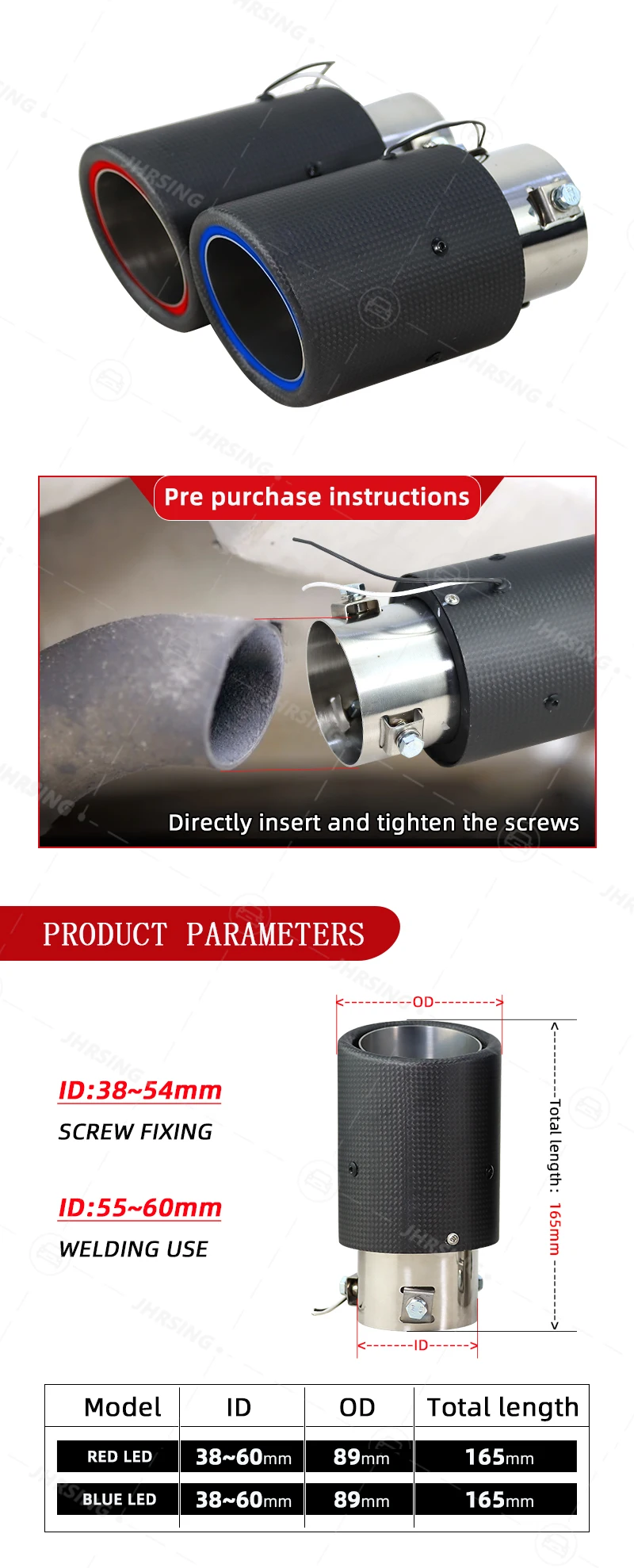 Universal Real Carbon Fiber High Performance Red Blue Light Fashion Car ...