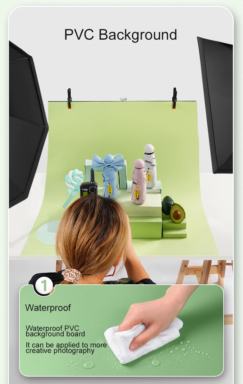PVC 150*200cm Photography Backdrop Board & Stand for Photoshoot