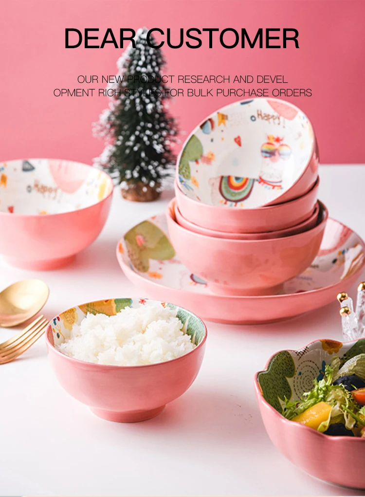 Cute Cartoon Ceramic Bowl Plate Dinnerware Sets Tableware Ceramic ...