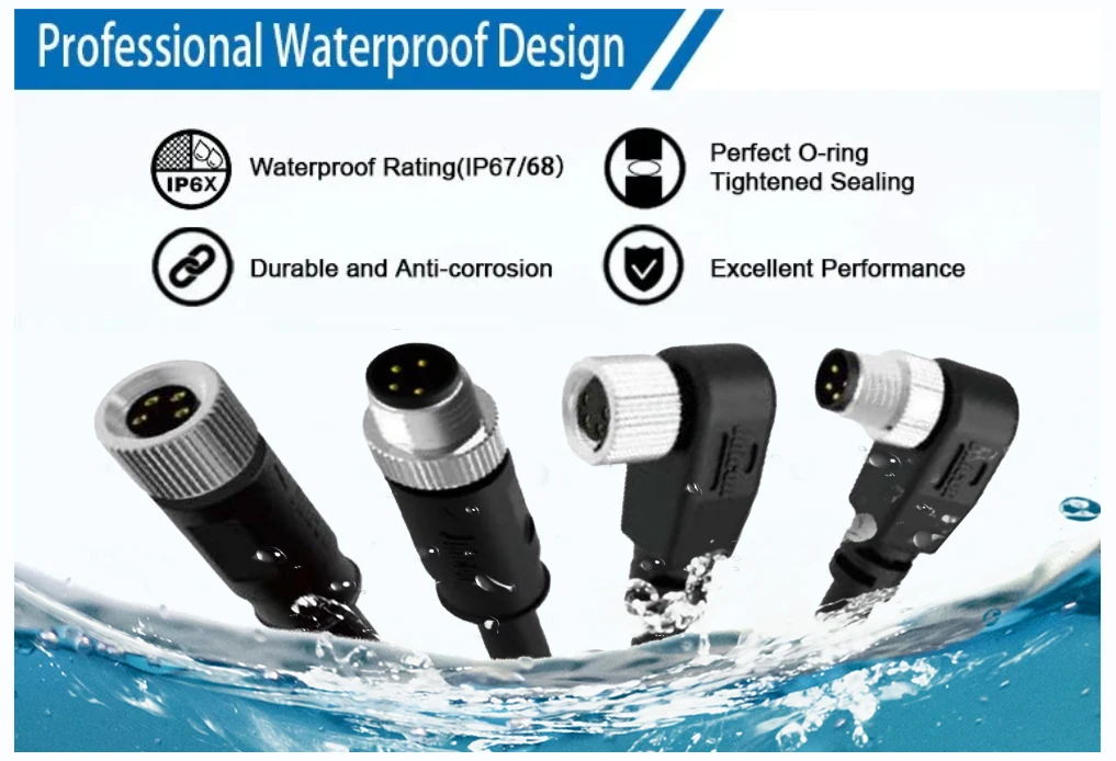 Jnicon M8 Panel Mount Plastic Connector Solder Type Waterproof IP68 ...