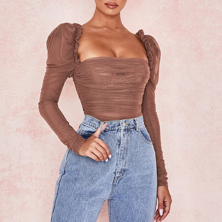 Gl80381 Latest Ladies' Transparent Blouse Top Clothing Sexy Blouse ...