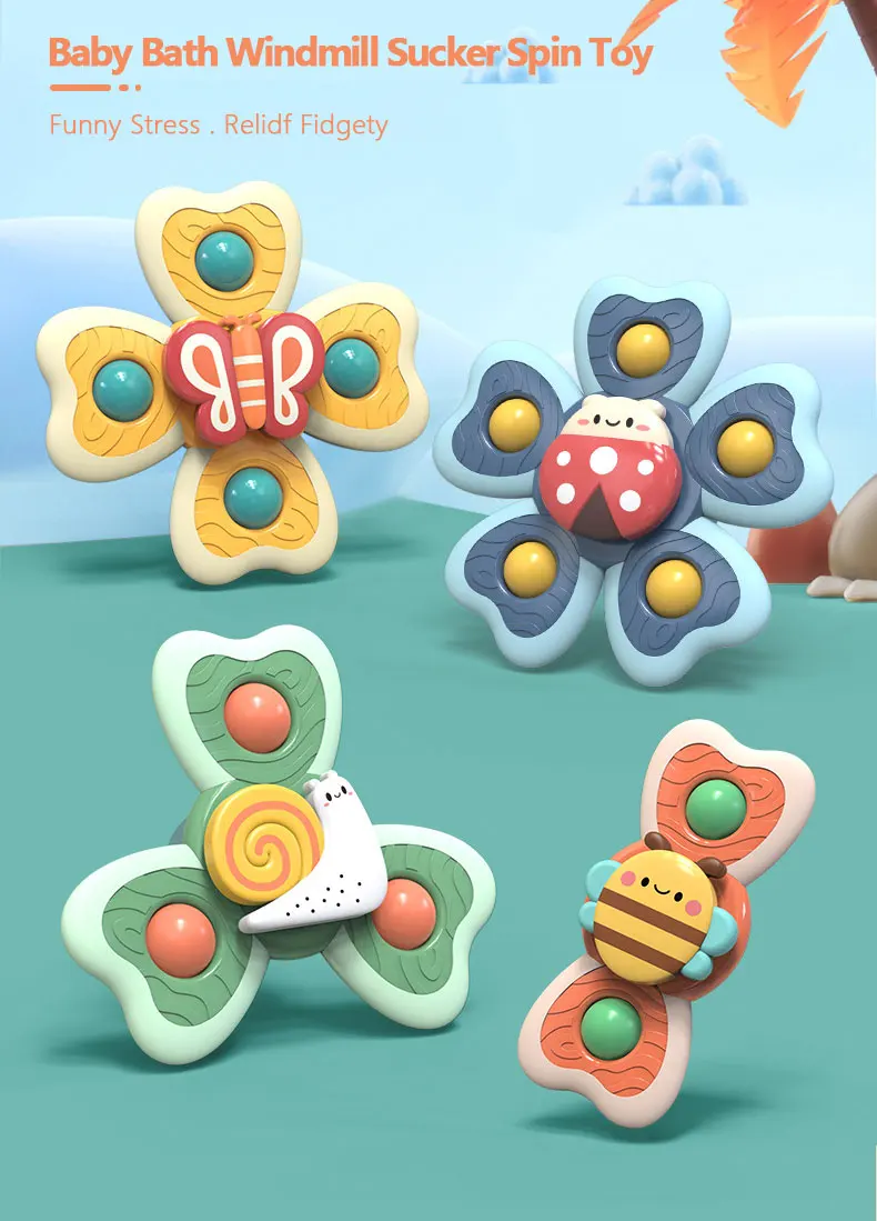Newborn Funny Stress Relief Fidgety Cartoon Baby Bath Windmill Sucker ...