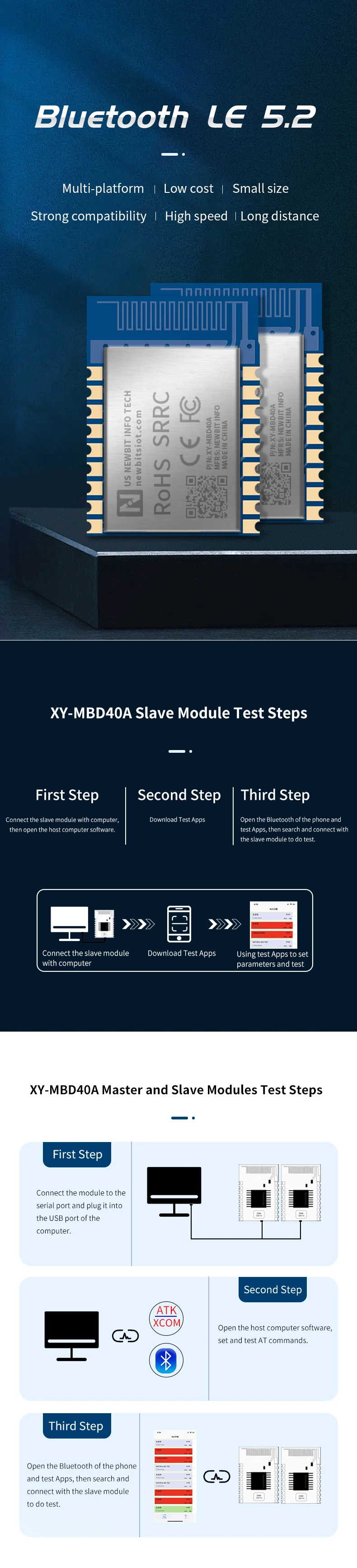 Under $1 Mini Bluetooth Module Ble 5.0 Iot Low Power Master Slave ...