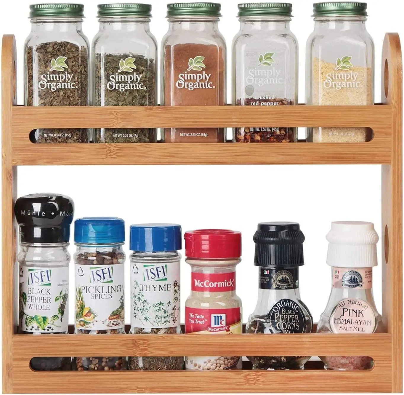 Bamboo Spice Rack,Wooden Spice Rack Bottle Holder Stand Organizer ...
