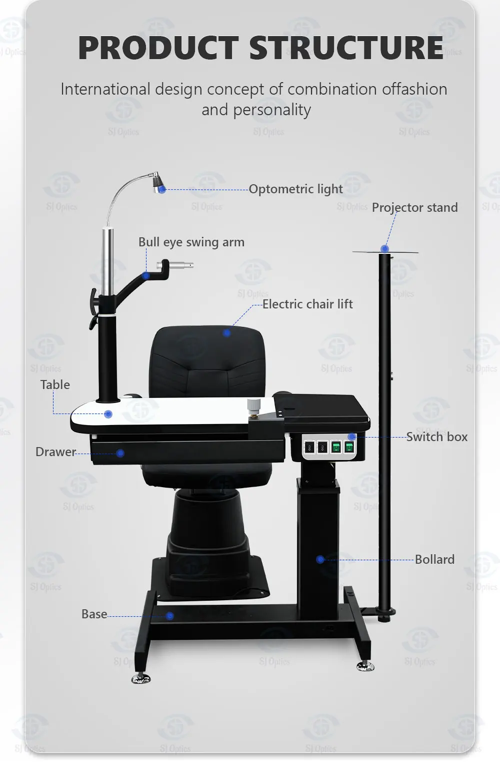 SJ Optics Dental Chair Mini Optometry Unit C-190A
