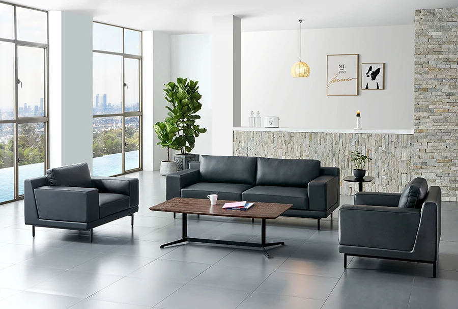 Customized Furniture - High Grade Genuine Leather Sofa Set for Office