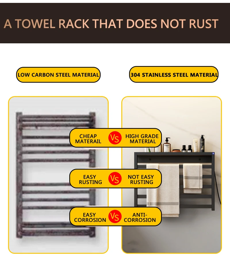 Modern Bathroom Electric Heated Towel Rack With Shelf Electric Towel ...