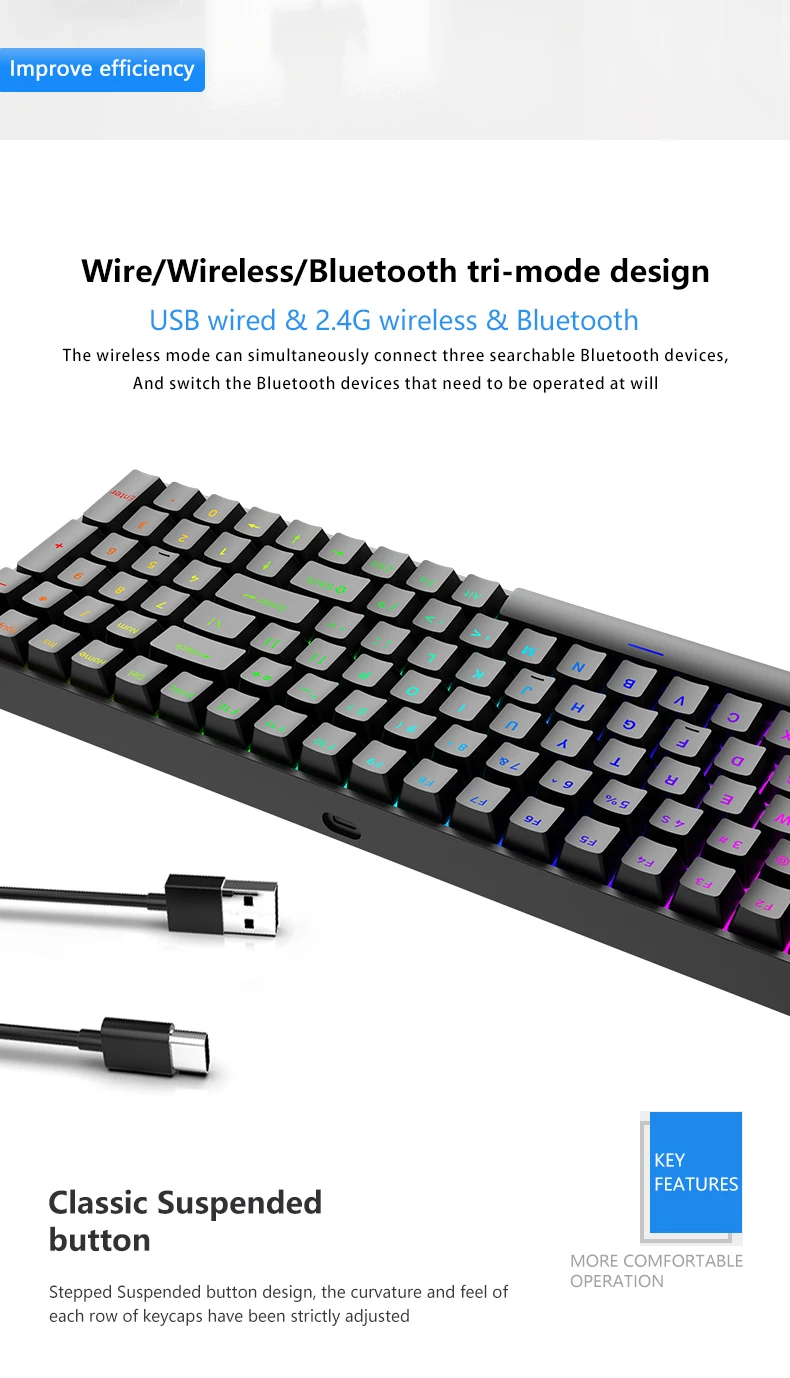 Rgb Glowing Computer Typewriter Game Teclado 100 Keys Mechanical Keyboard Injection Molded ...