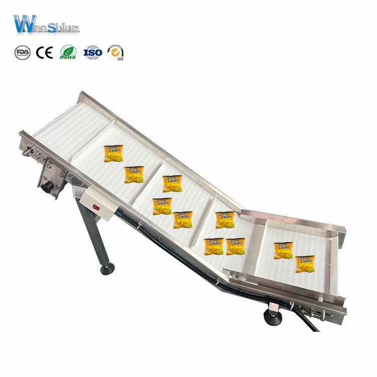 Fast Automatic Tilting Finished Product Conveyor Takes Away Food Bags ...