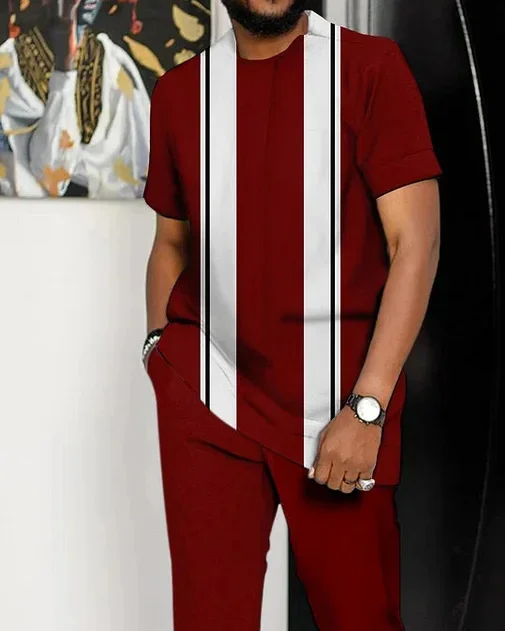 Men'S Simple Stylish Color Block Short Sleeve Suit Man Suit Summer ...