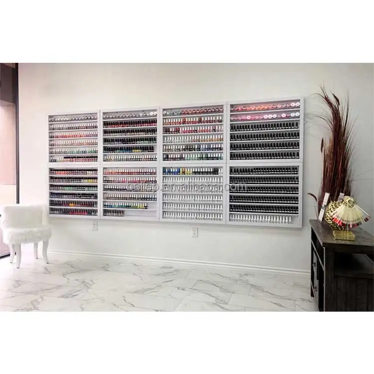 Custom Wall Mount Wood Nail Polish Shelves Display Rack