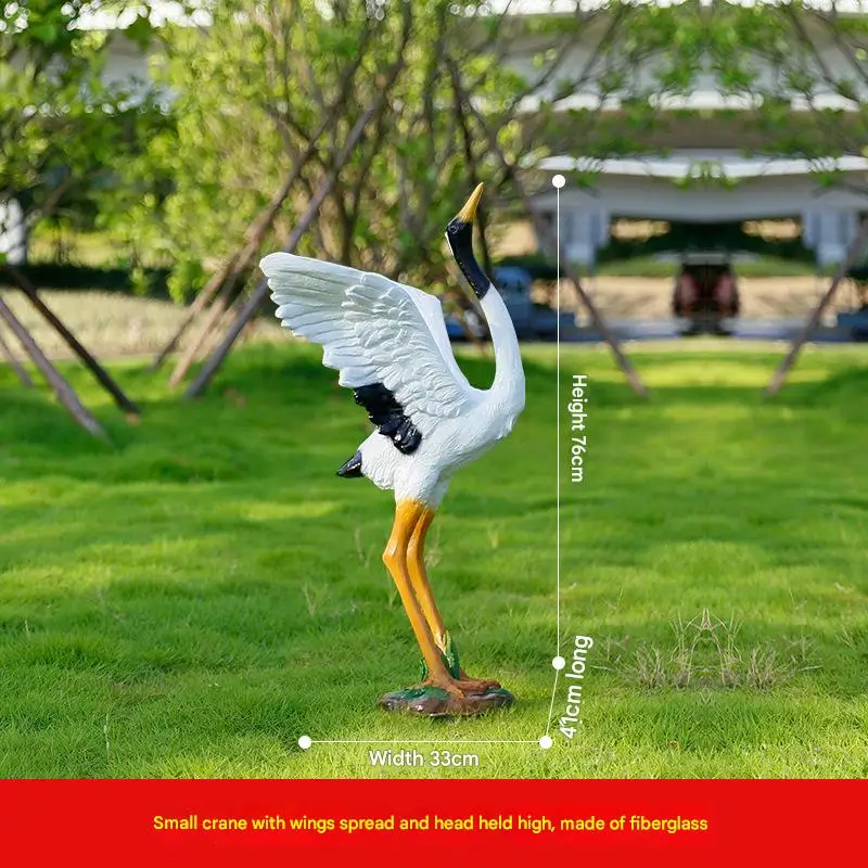 Life-Size Red-Crowned Crane Bird Sculpture Resin Garden Decoration for ...