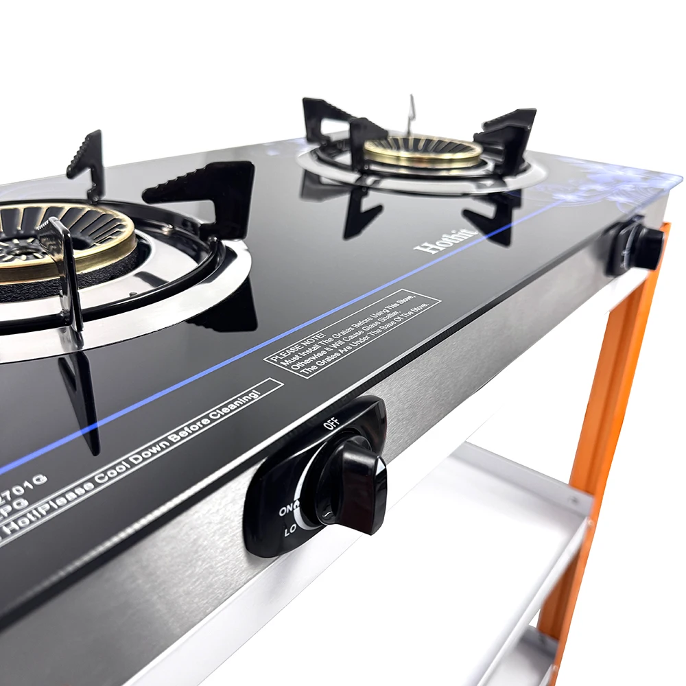Ridax Tempered Glass Top 2 Burner Gas Stove Free Standing Gas Cooker ...