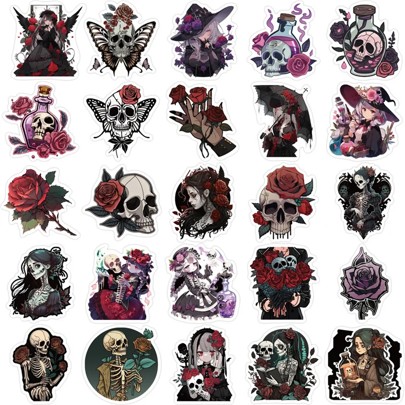 50pcs Horror Anime Girls Stickers - Perfect for Water Bottles