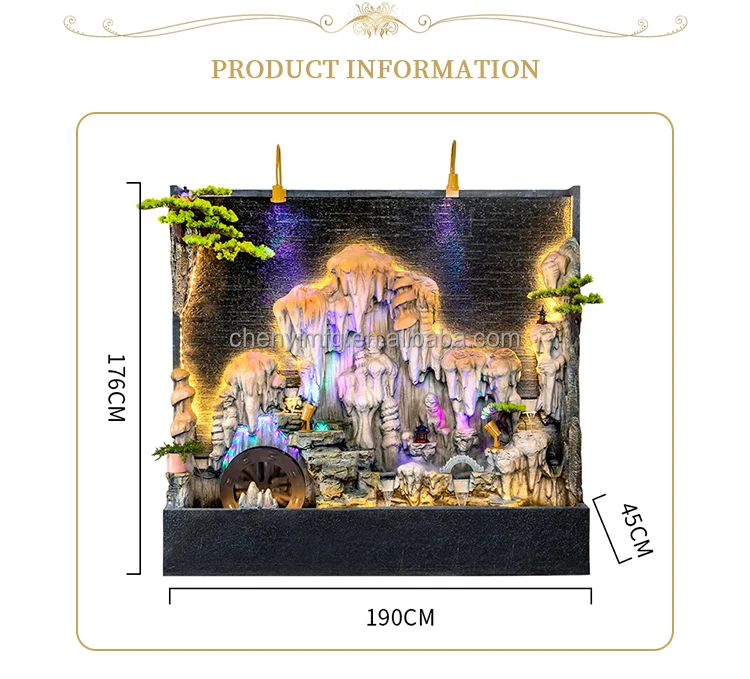 Stalactite Water Curtain Wall With Colorful Light New Chinese Style ...
