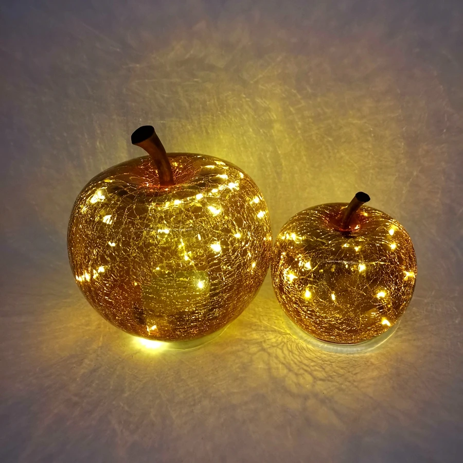 LED Battery Powered Timing Customized Hand Blown Glass Apple Ornaments ...