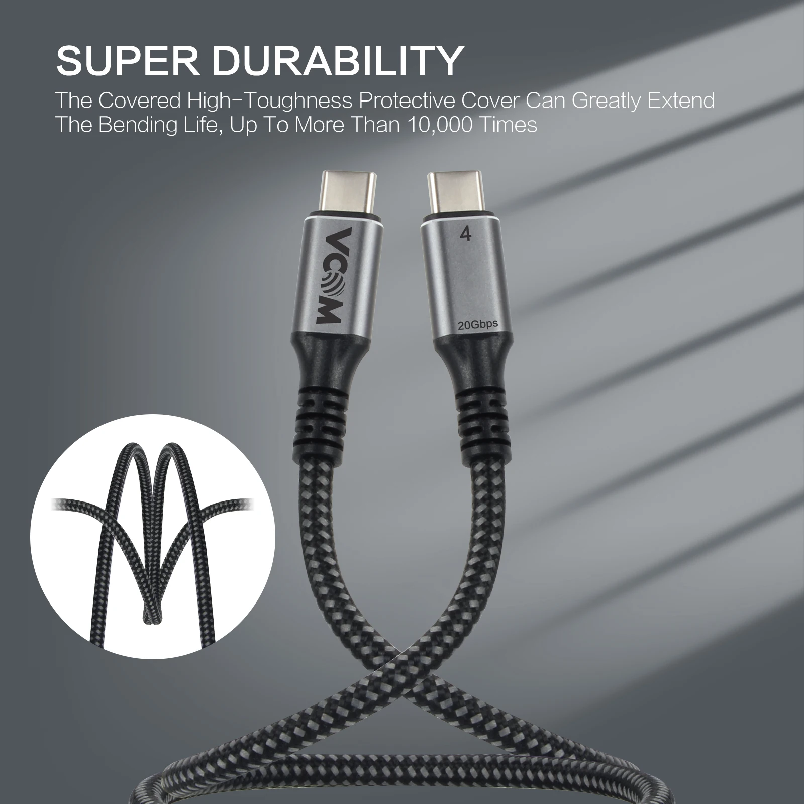 VCOM 40Gbps USB4 Cable Type C Super Speed Wholesale 240W Wire Nylon ...
