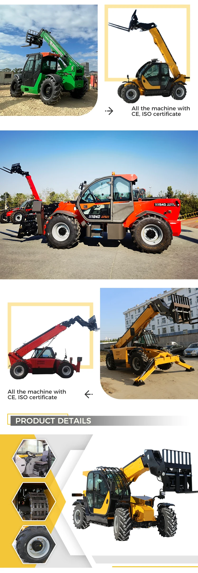 Manufacty Telescopic Handler Forklift Hydraulic Ce Telescopic Forklift ...