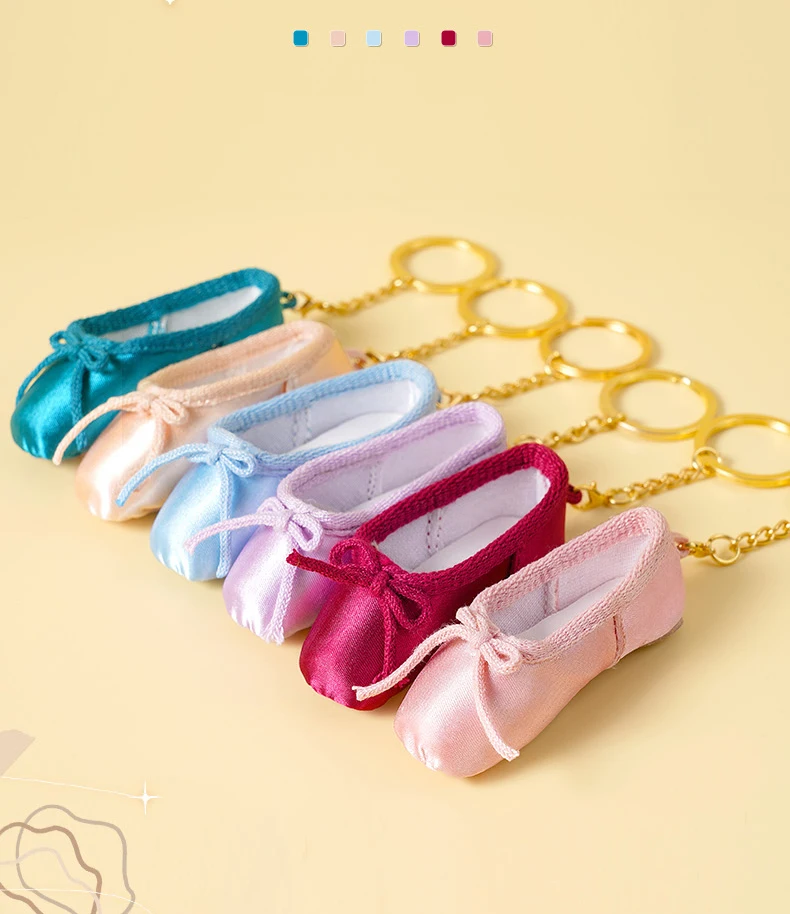 Mini Satin Pointe Shoes Keyring - Cute Ballet Accessories